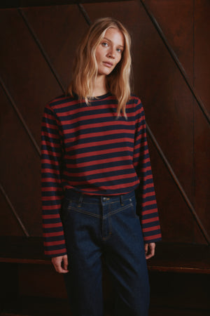 Pulz Jeans SAHANA Top - Navy Burned Red/Bodenhams
