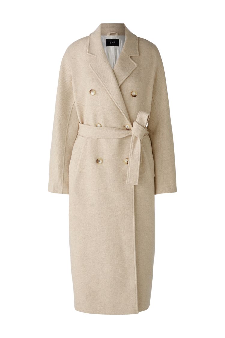 Oui Cream Wool Mix Coat