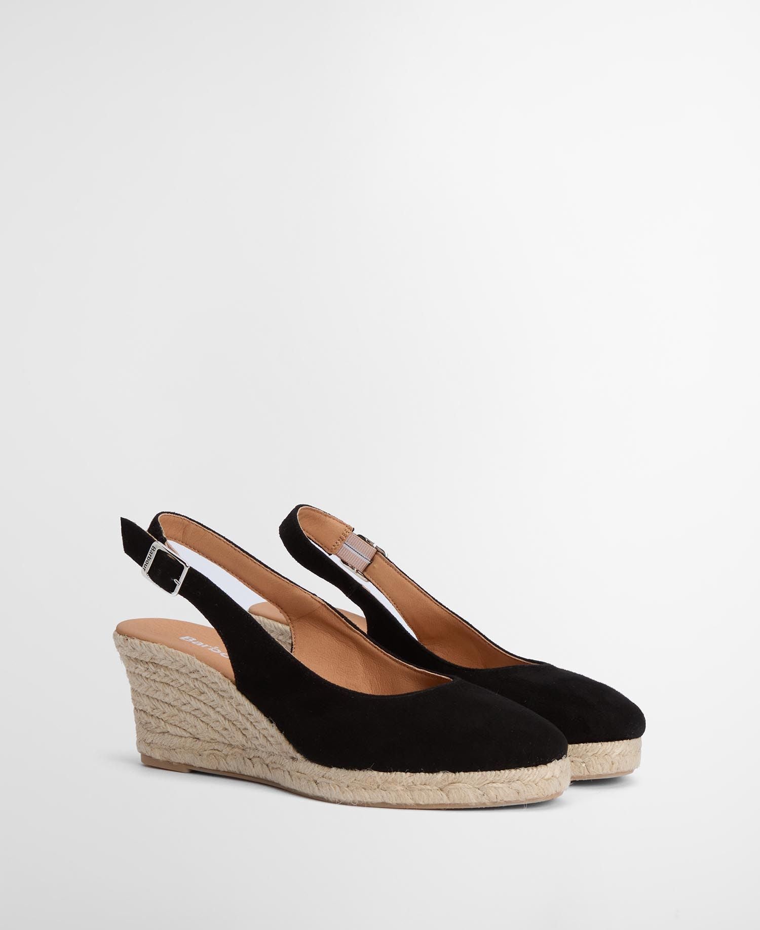 Barbour Hazel Espadrille Wedge - Black Suede/Bodenhams