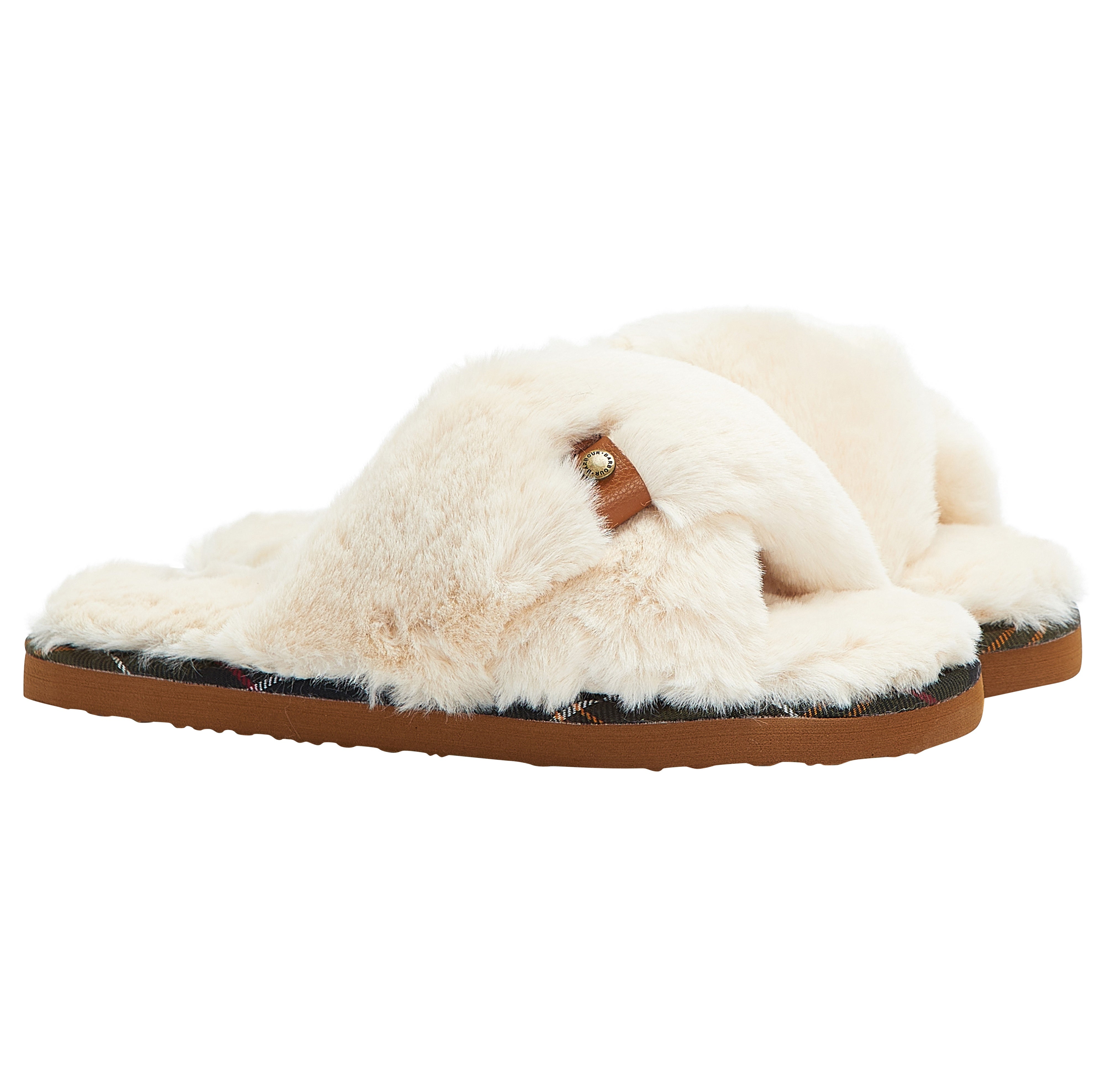 Barbour Eliza Cross-Over Slippers - Ivory/Bodenhams